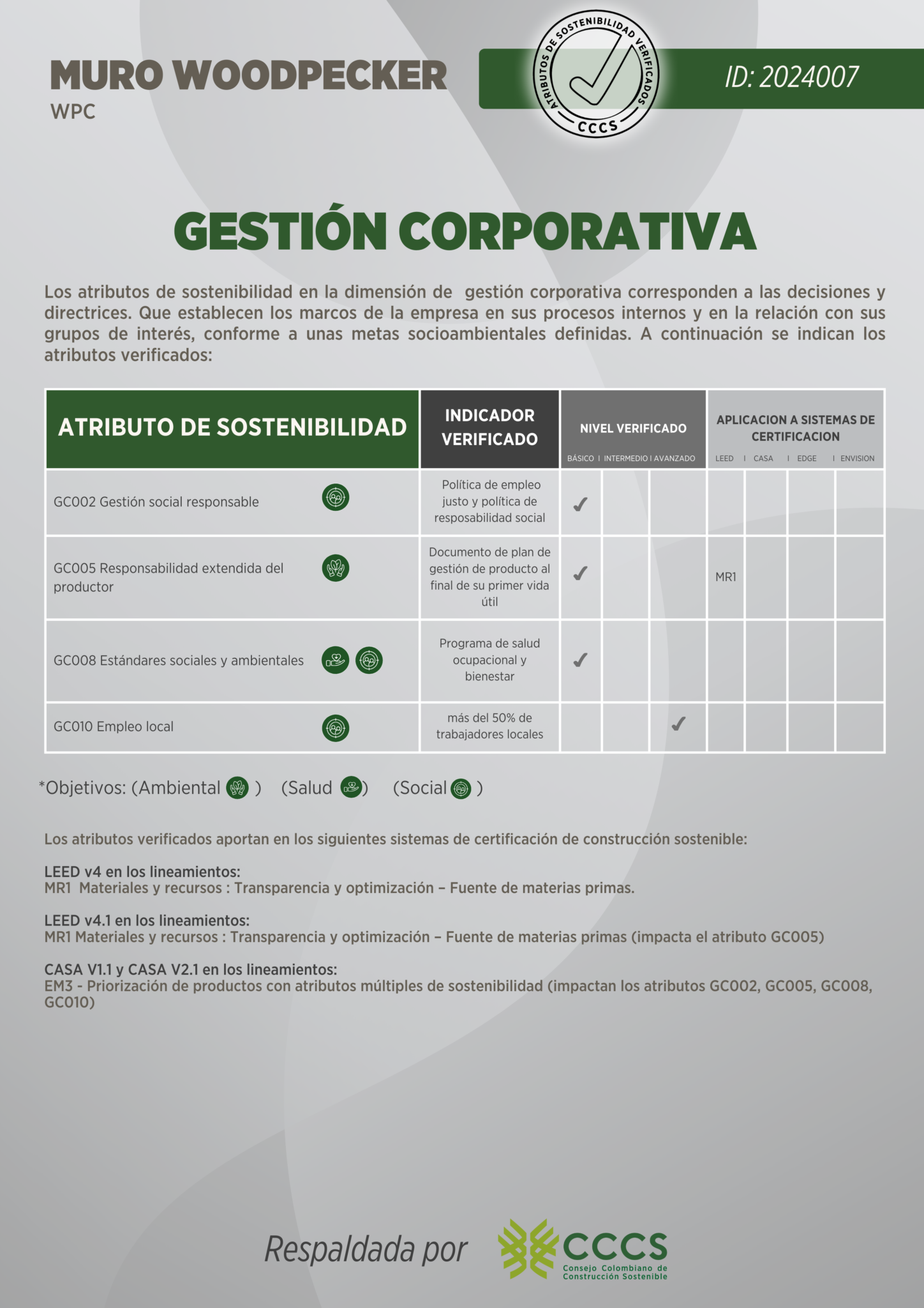 MURO WOODPECKER WPC - CCCS